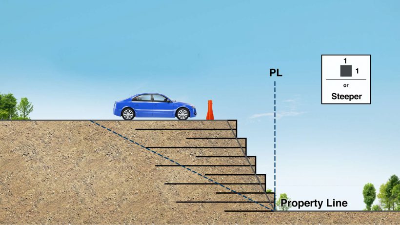 Use StrataSlope systems with on-site infill for strengthening steep slopes